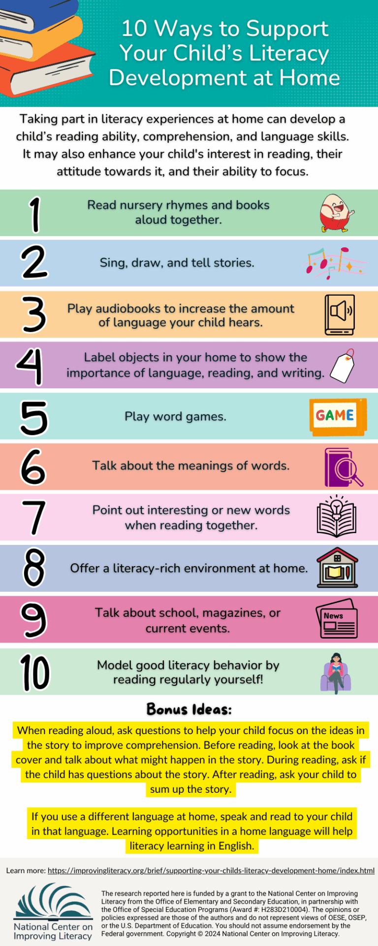 10 Ways to Support Your Child's Literacy at Home - NCIL